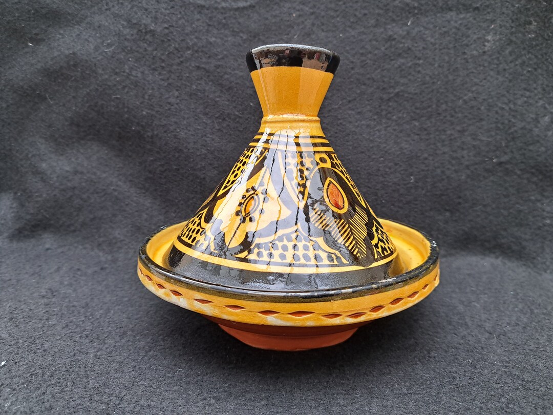 Vintage Moroccan Clay Tagine Server Dish. Hand Made. Decorated With ...