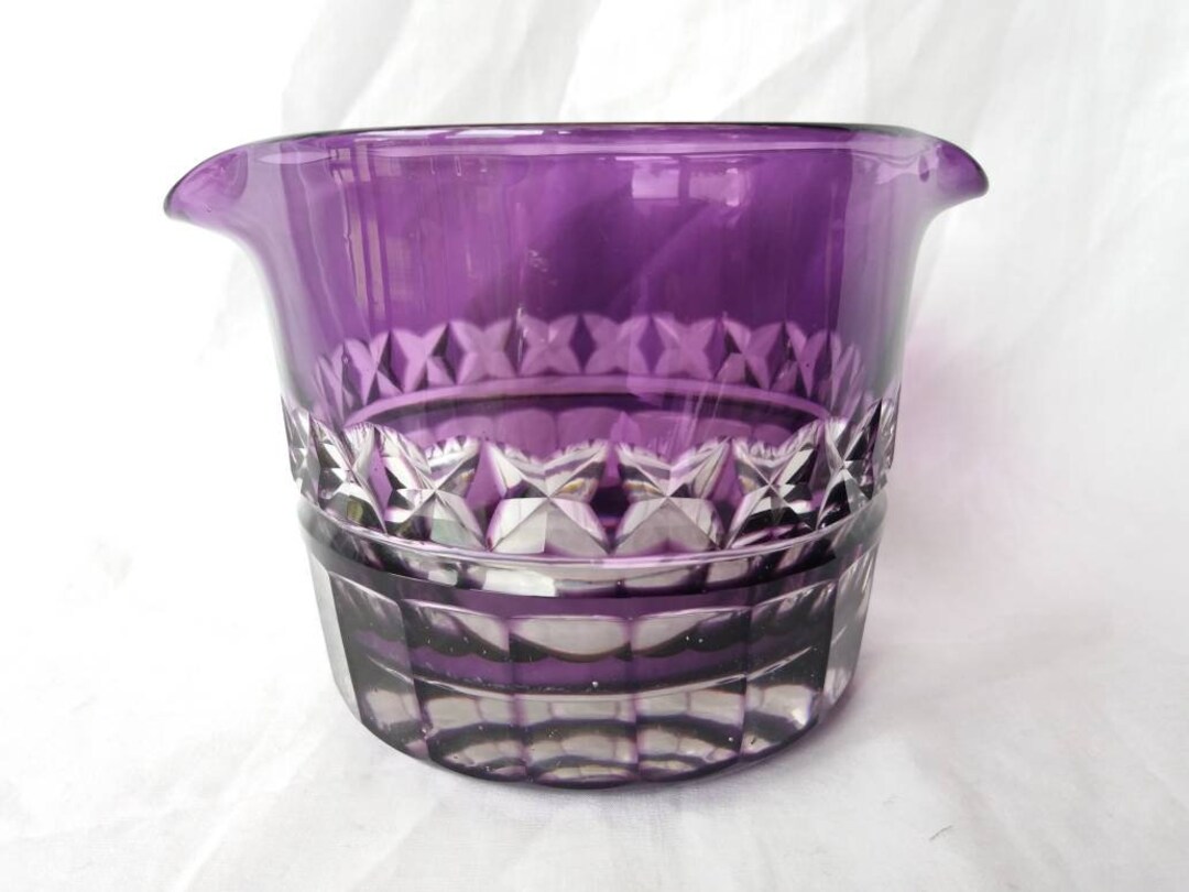 Vintage Bohemian Crystal Glass Wine Rinser. Cut to Clear in Amethyst ...