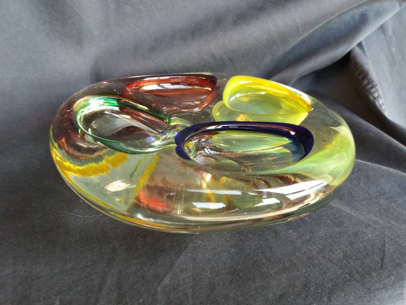 Vintage Romanian Glass Dish With Sectioned Quadrants. Coloured - Etsy UK