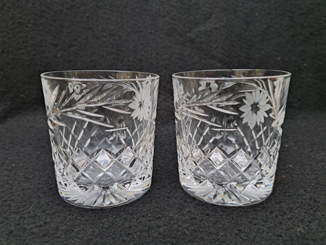 Vintage Edinburgh Crystal ARGYLL Pattern Whisky Tumblers Pair. Scottish ...