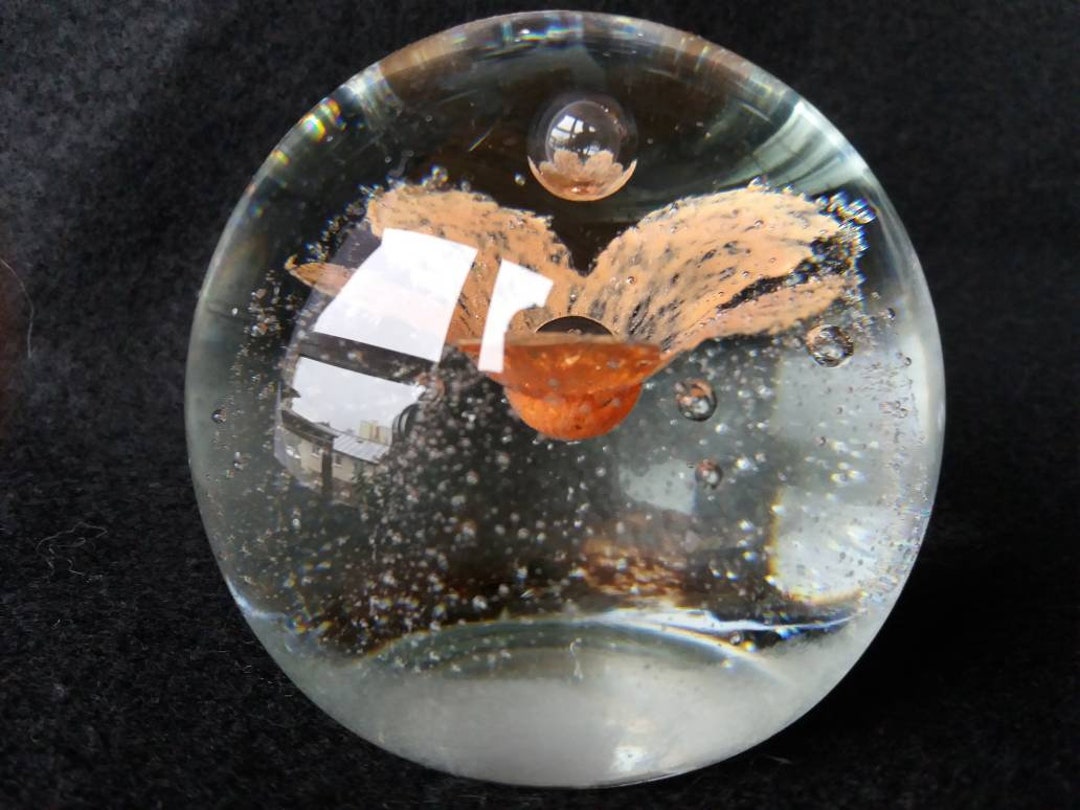 Vintage Caithness CIIG Paperweight With Peach Flower and Controlled ...