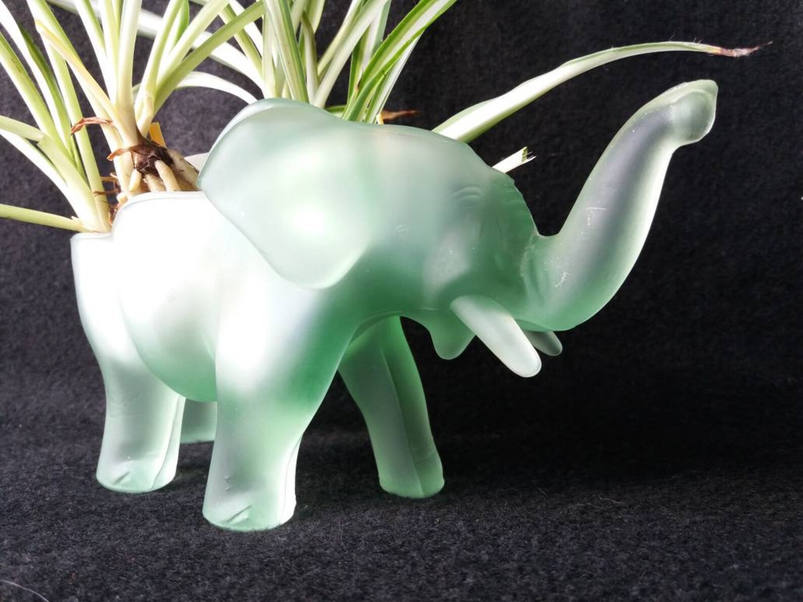 Art Deco Glass Elephant Trinket Dish in Green Frosted Glass. - Etsy