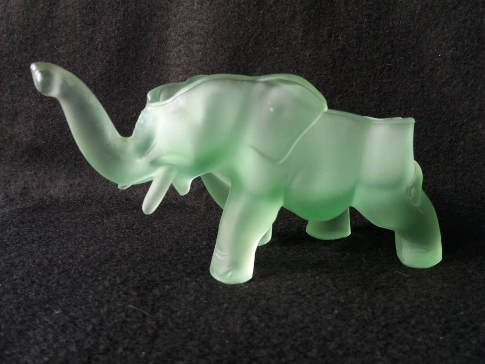 Art Deco Glass Elephant Trinket Dish in Green Frosted Glass. - Etsy