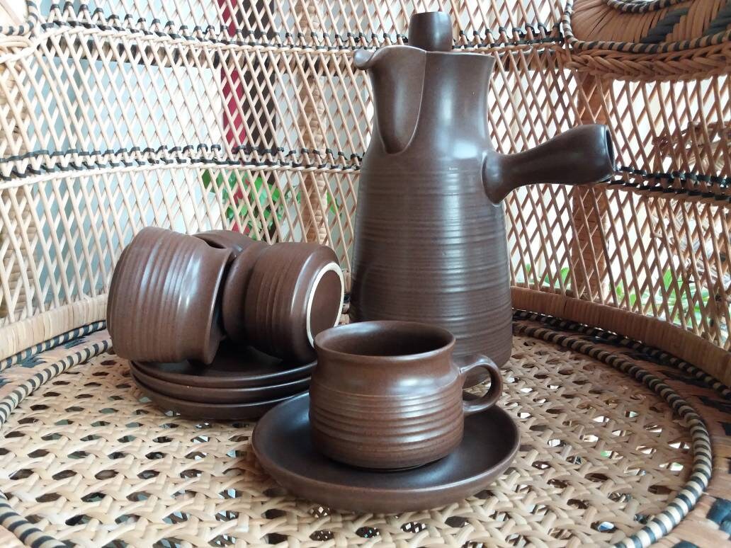 Vintage Denby Langley Mayflower Coffee Pot Cups and Saucers. | Etsy UK