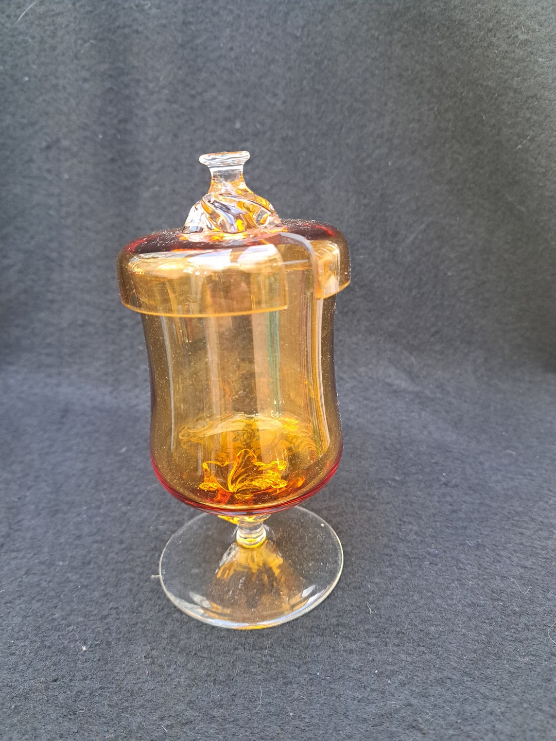 Vintage Glass Preseve Jar. Lidded Glass Jar With Spoon Slot. Mid ...