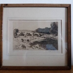 Vintage Drypoint Etching of River Dart by Charles Dickens. 20th Century ...