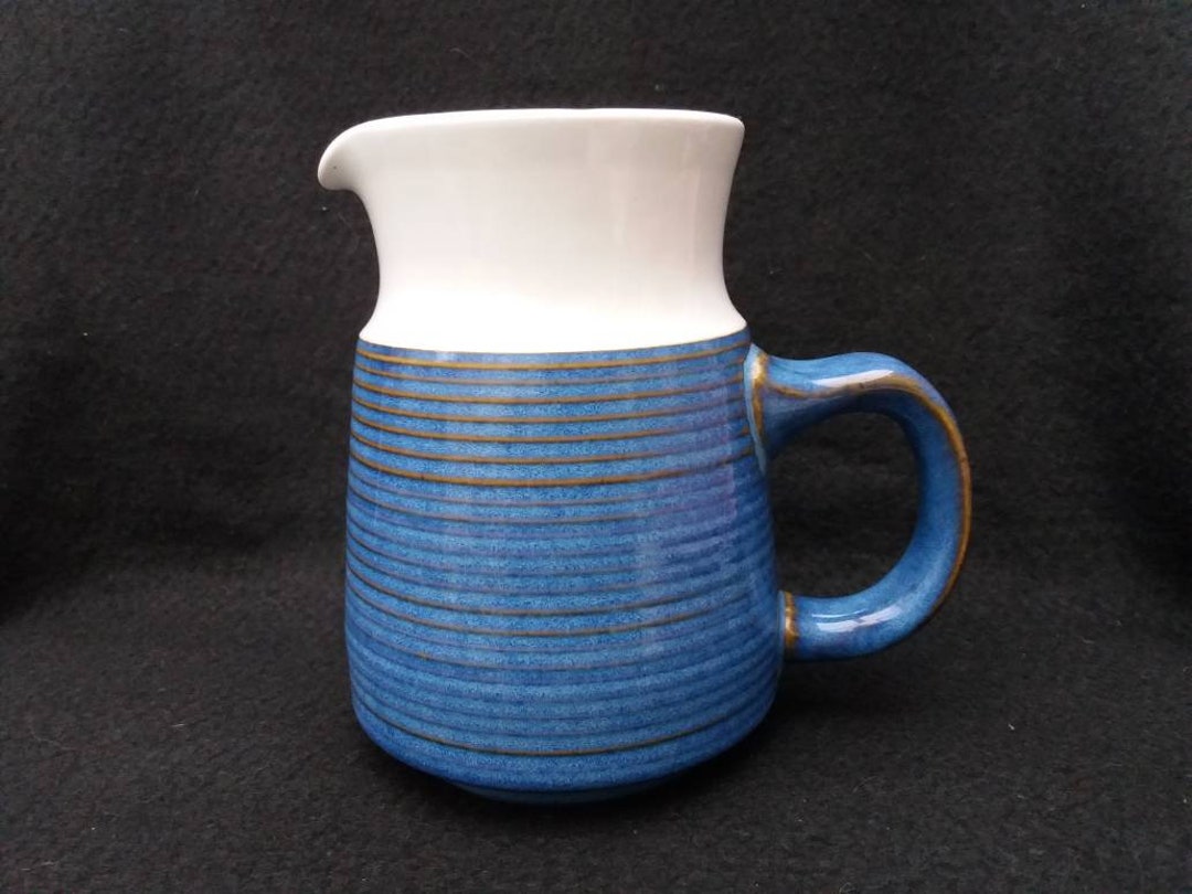 Vintage Denby Chatsworth Water Jug or Custard Jug. Gill Pemberton. Blue ...