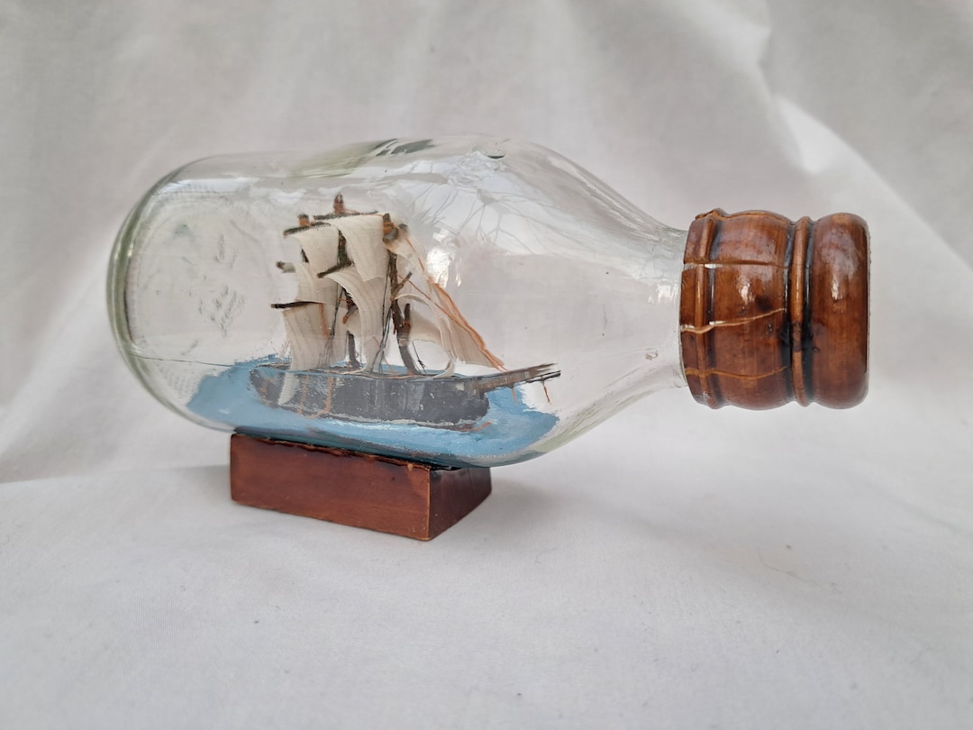 Vintage Ship in a Bottle. Sailing Ship. Bottled Ship. Miniature Model ...