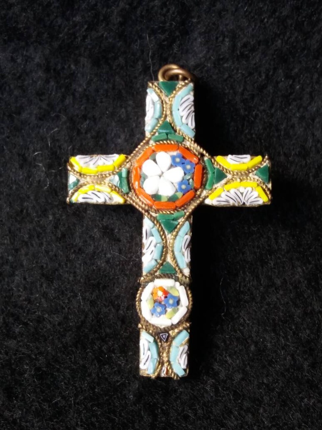 Vintage Italian Mosaic Cross. Tesserae. Mid Century Religious Item ...