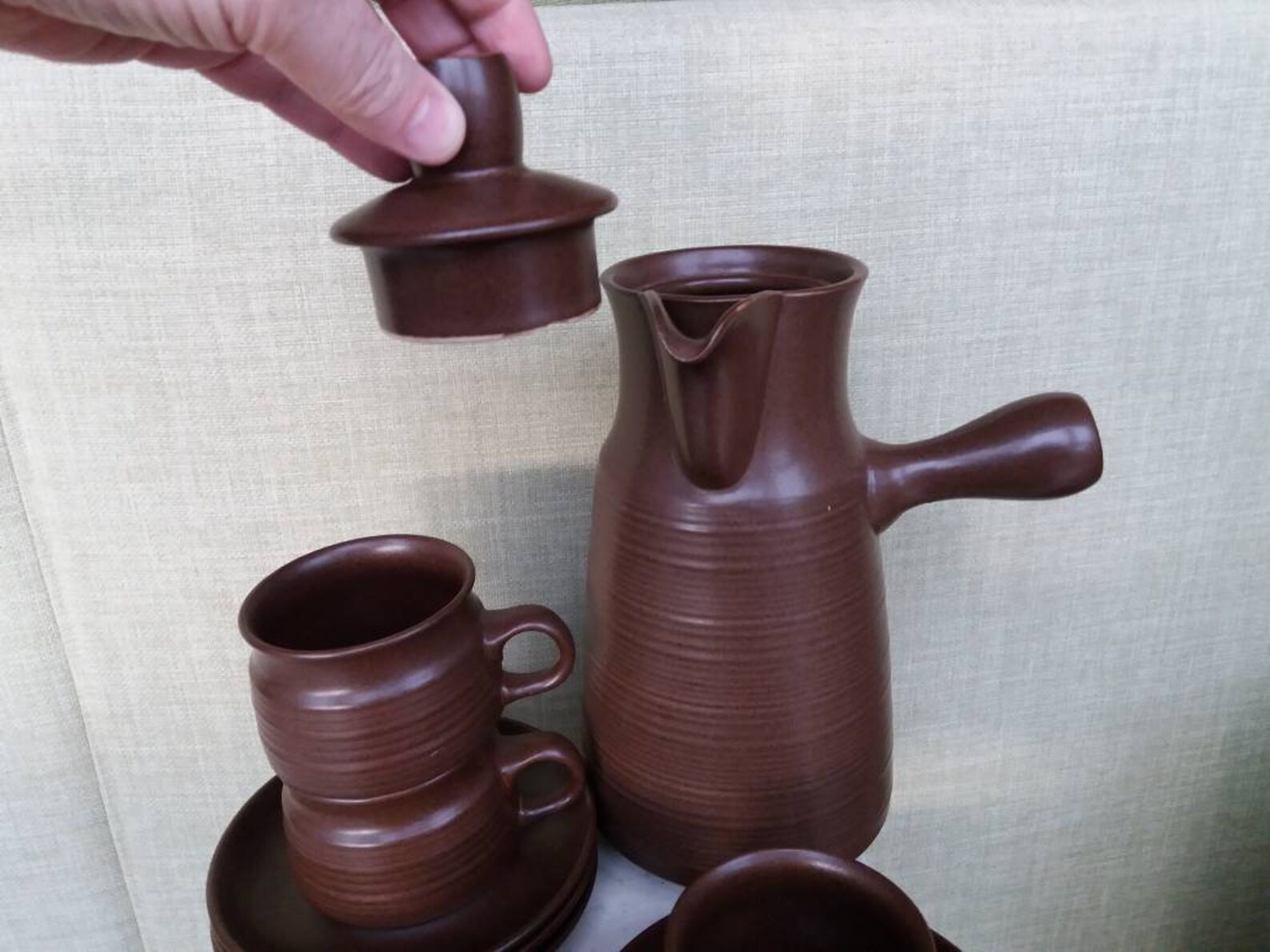 Vintage Denby Langley Mayflower Coffee Pot Cups and Saucers. | Etsy UK