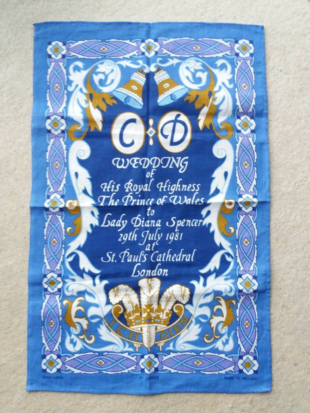 Vintage Royal Wedding Irish Linen Tea Towel. Lady Diana Prince Charles ...