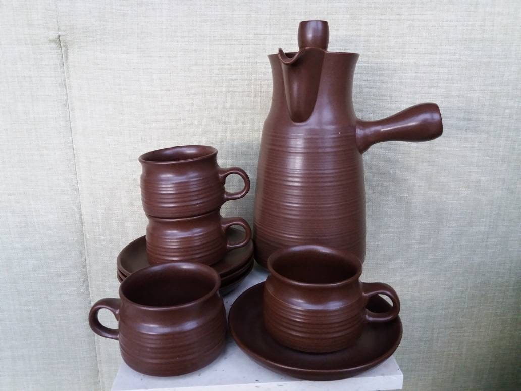 Vintage Denby Langley Mayflower Coffee Pot Cups and Saucers. | Etsy UK