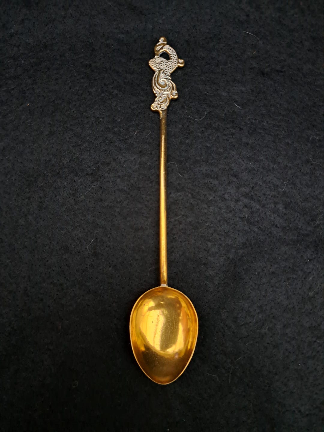 Vintage Spoon. Collectible Brass Sugar Spoon. Peacock Phoenix Finial ...