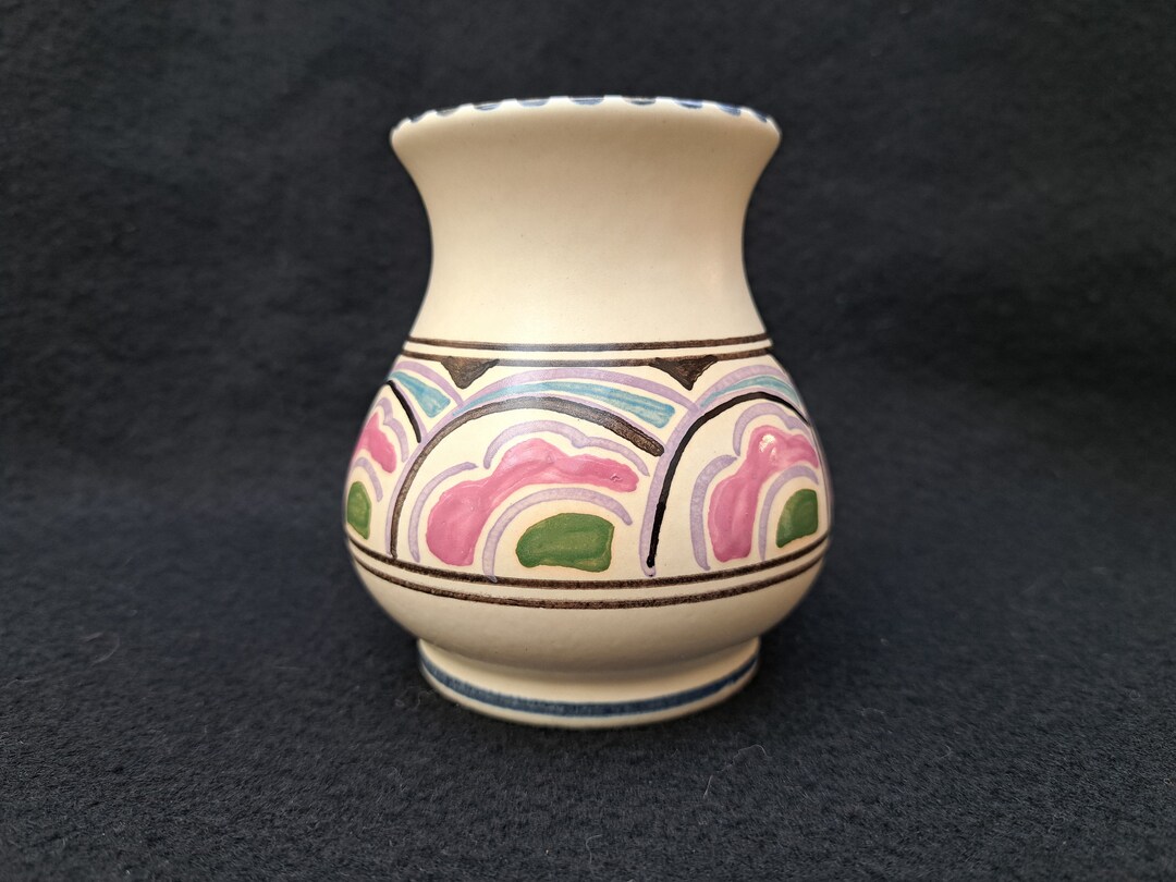 Vintage Honiton Pottery Posy Vase. Manaton Pattern Vase With Eastern ...