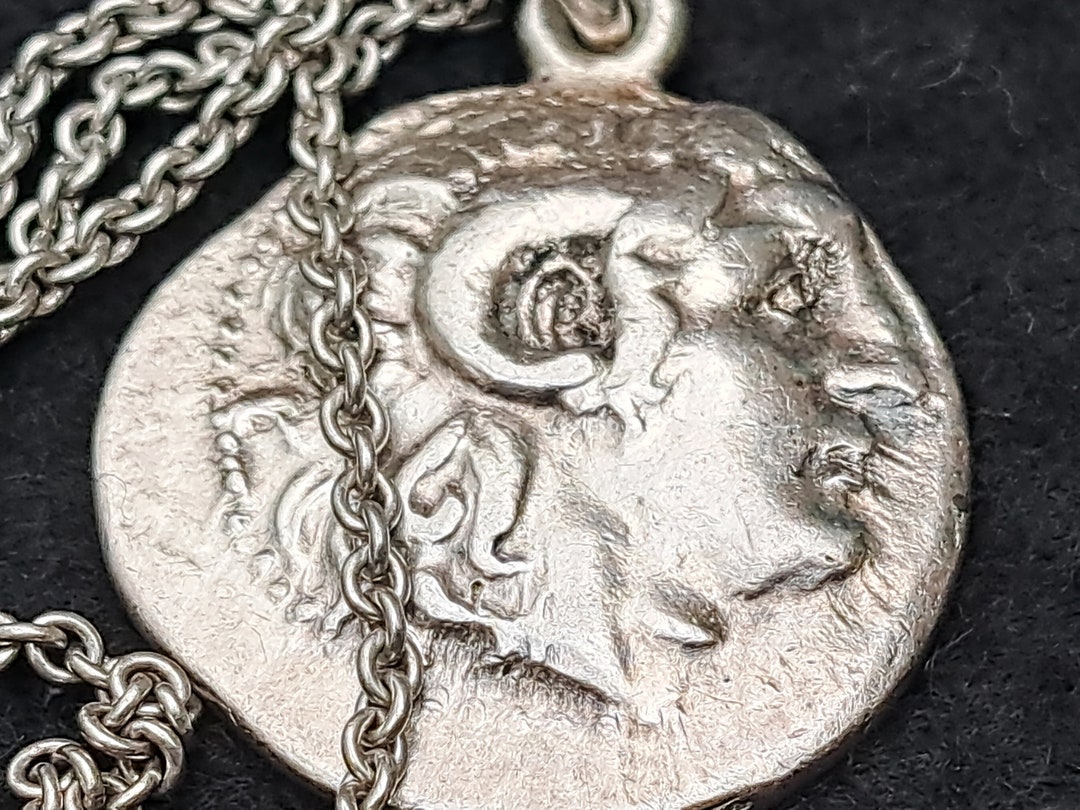 Vintage Alexander the Great Athena Nike Greek Pendant. White Metal Coin ...