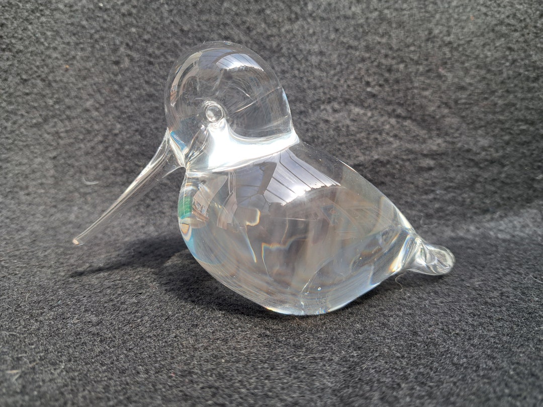 Vintage Glass Woodcock Paperweight. Langham Glass. Flint Clear Crystal ...