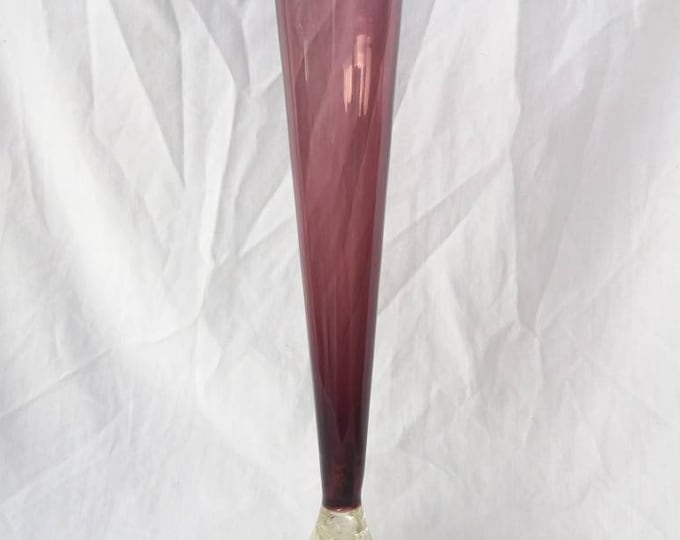 Vintage Erica Glass Vase. Fluted Controlled Bubble Stem Vase. 1960s ...