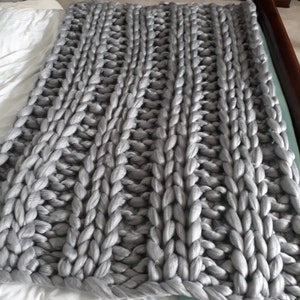 Chunky Knit Ribbed Pattern Blanket, Various Colours, Hand Made to Order ...
