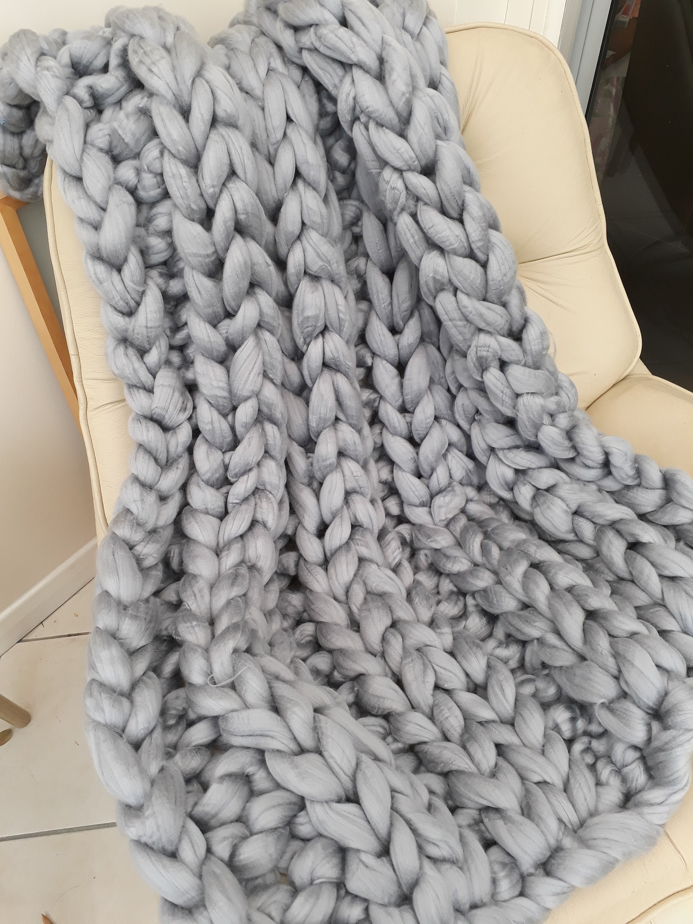 Chunky Knit Ribbed Pattern Blanket Various Colours Hand | Etsy