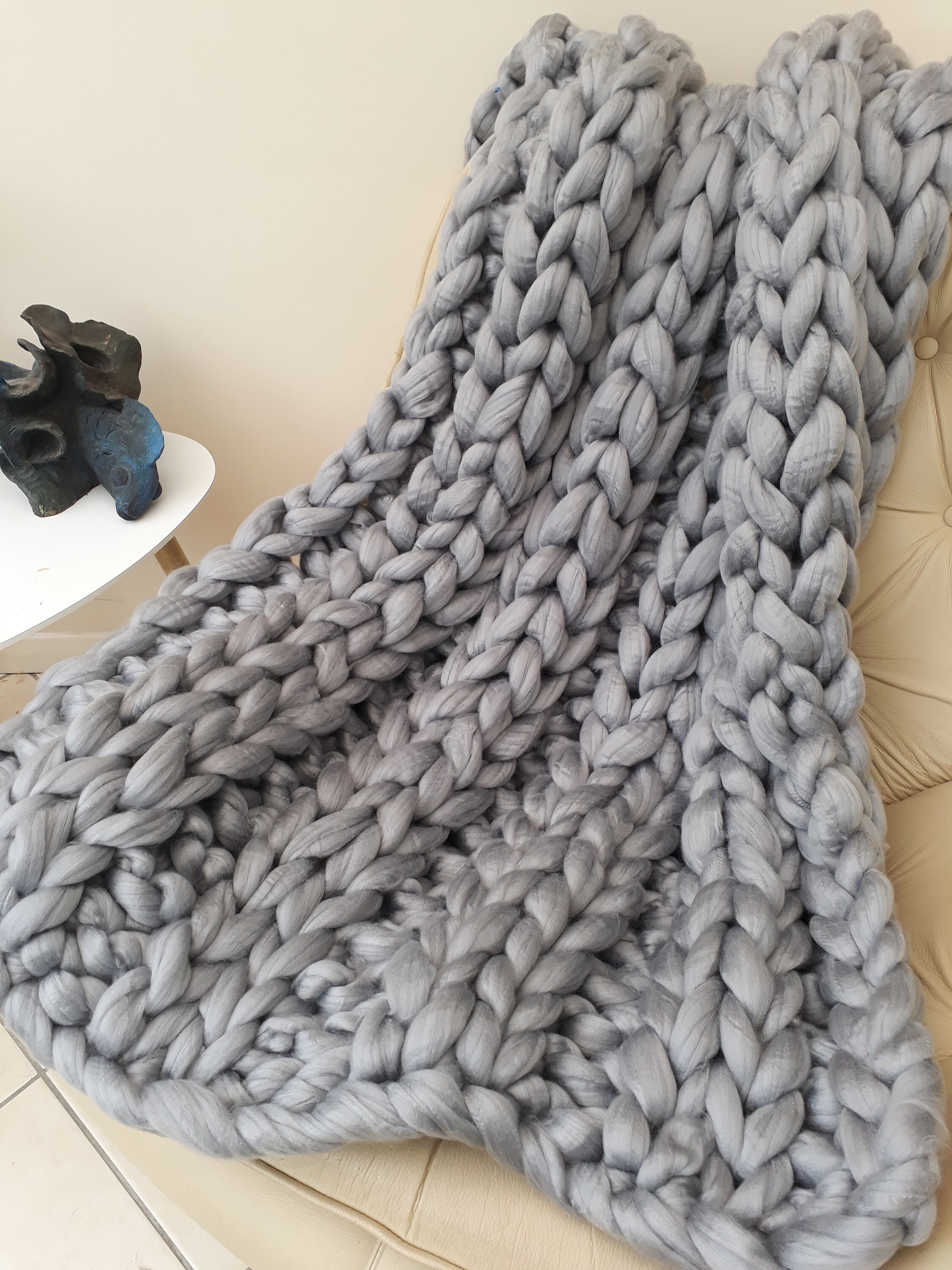Chunky Knit Ribbed Pattern Blanket Various Colours Hand Made - Etsy UK