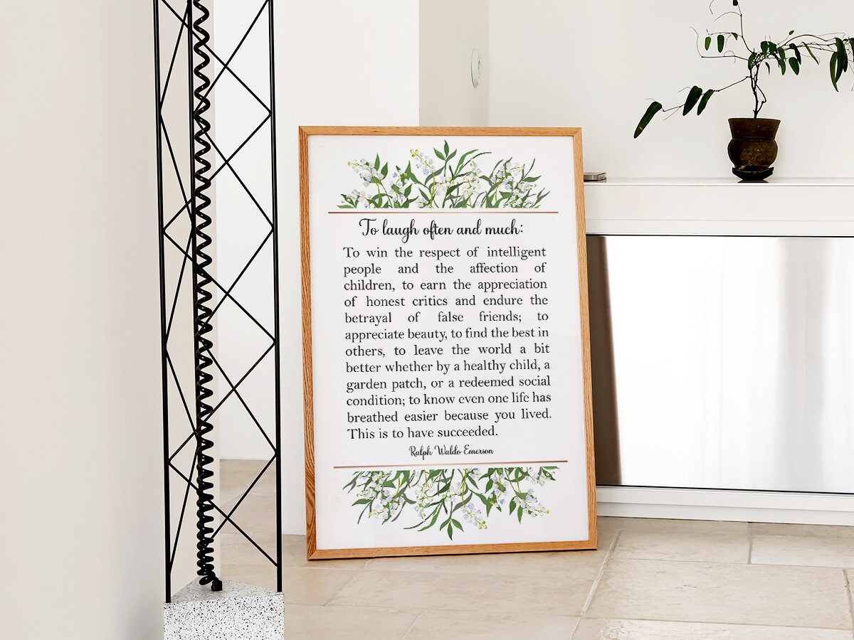 To Laugh Often & Much by Ralph Waldo Emerson Printable, Literature ...