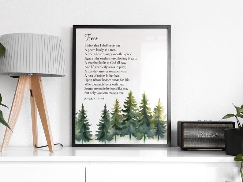 Trees Poem by Joyce Kilmer Printable, Nature Forest Wall Art, Digital ...