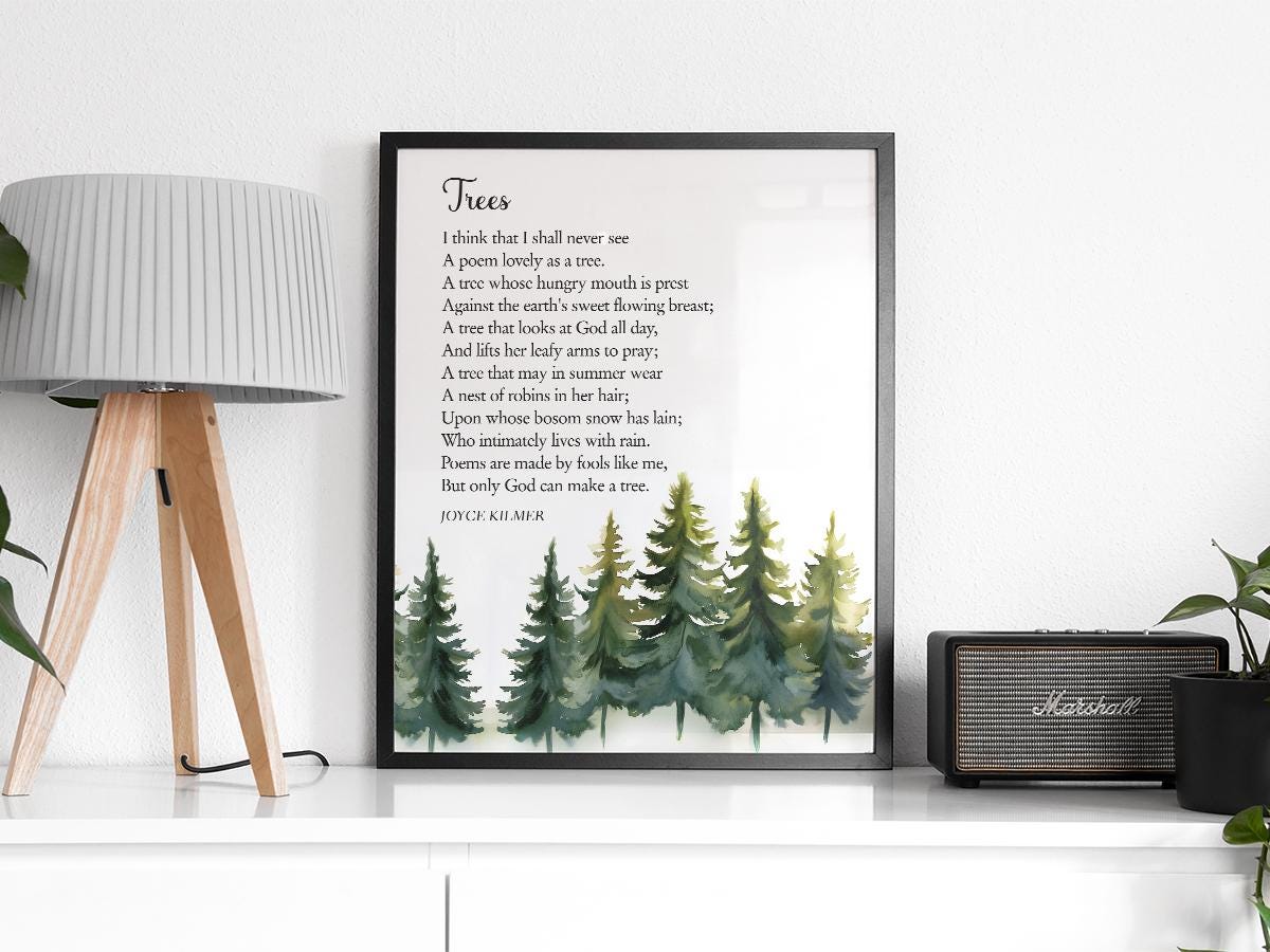 Trees Poem by Joyce Kilmer Printable, Nature Forest Wall Art, Digital ...