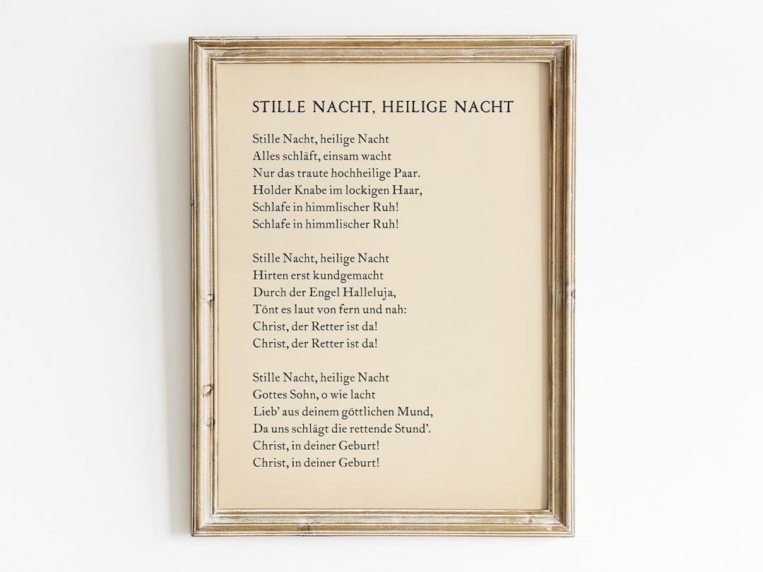 Stille Nacht Heilige Nacht Hymn German Hymn Lyrics Printable, Christmas ...