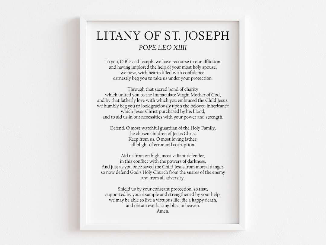 Litany of Saint Joseph Pope Leo XIII Printable, Digital Download ...
