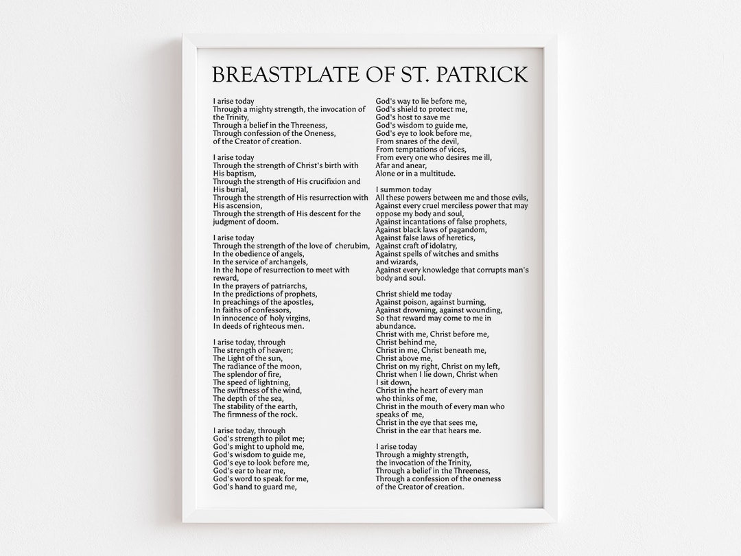 Breastplate of Saint Patrick Prayer for Protection Printable, Digital Download, Irish Faith Wall ...