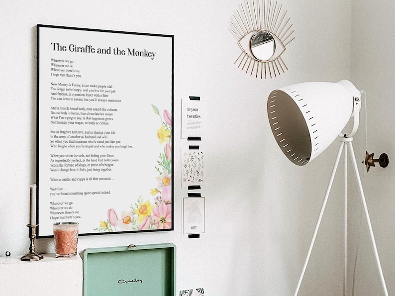 Giraffe and the Monkey Poem Printable, Digital Download, Wedding ...