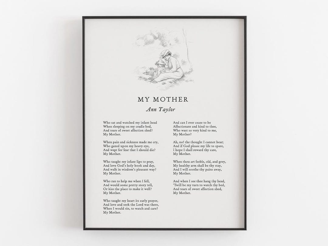 My Mother Poem by Ann Taylor Printable, Digital Download, Vintage ...