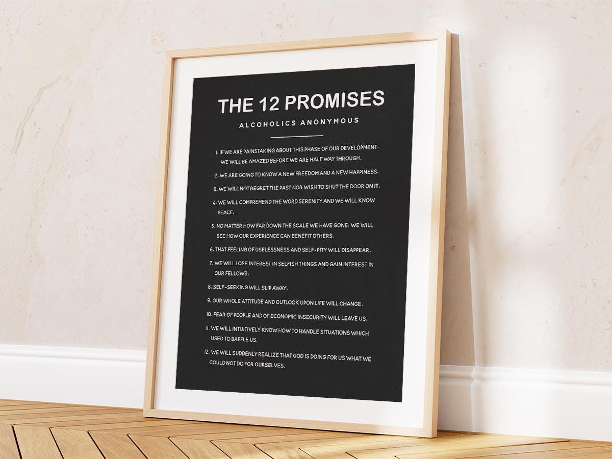 The 12 Promises of AA Printable, Digital Download, Addiction Recovery ...