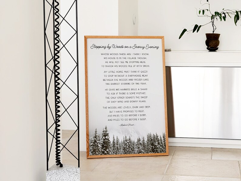 Stopping by the Woods on A Snowy Evening Poem by Robert Frost Printable ...