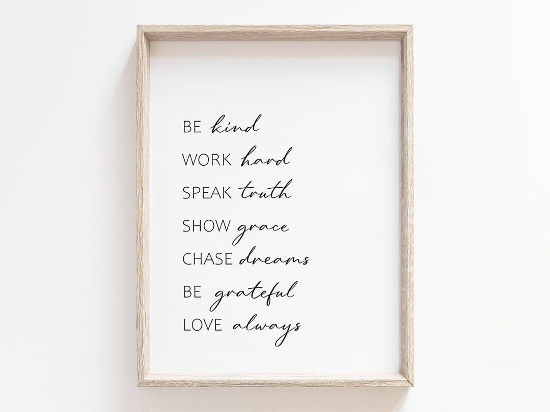 Be Kind Work Hard Inspiration Quote Printable, Digital Download, Modern ...