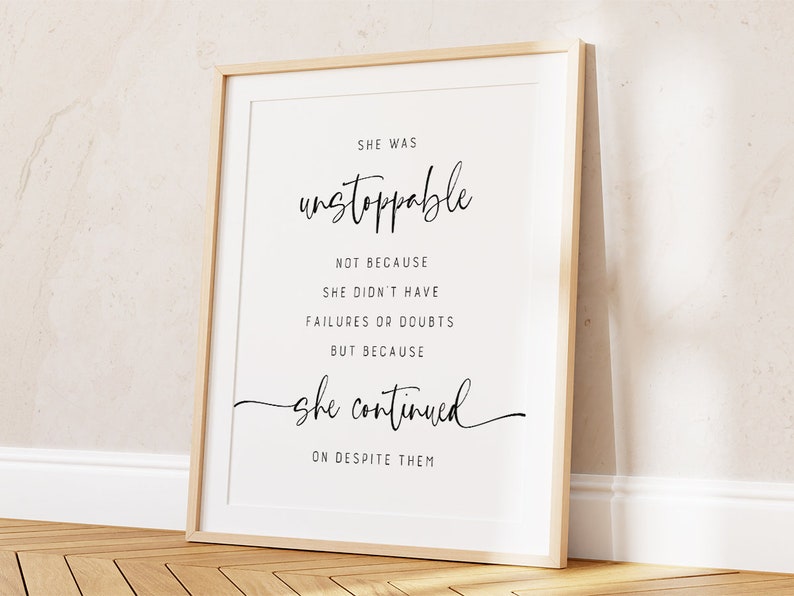 She Was Unstoppable Quote Printable, Girls Bedroom Wall Art, Digital ...
