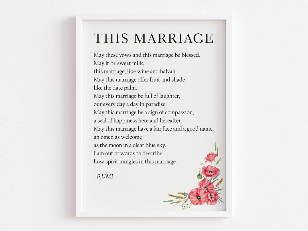 This Marriage Poem by Rumi Printable, Wedding Vows Print, Digital ...