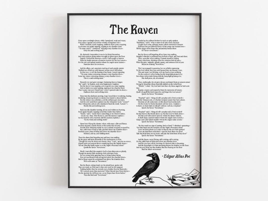 The Raven Full Version Poem - Edgar Allan Poe Printable, Digital ...
