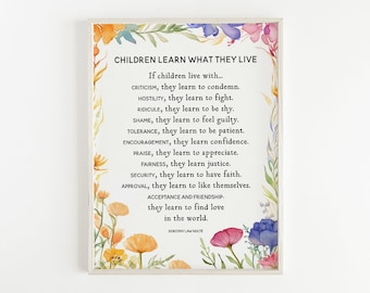 Children Learn What They Live Digital Download, Childrens Poster ...