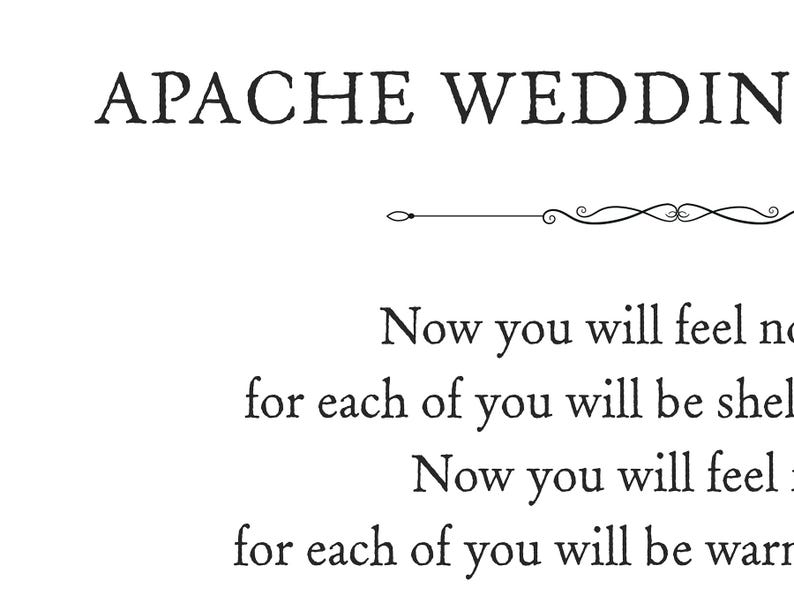 Apache Wedding Blessing Now You Will Feel No Storm Printable, Digital ...