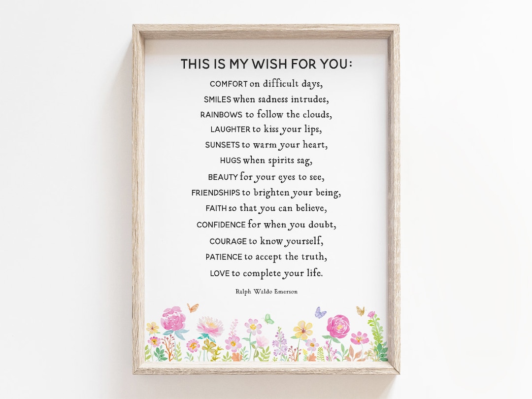 This is My Wish for You Poem by Ralph Waldo Emerson Printable, Literary ...
