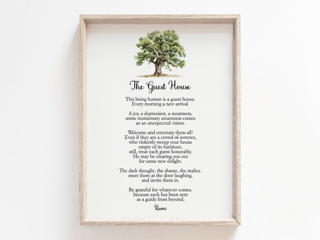 The Guest House Poem by Rumi Printable, Digital Download, Literary ...