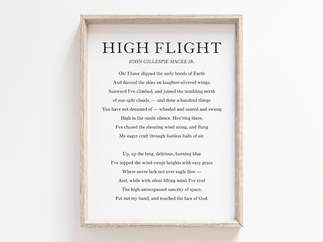High Flight Poem by John Gillespie Magee Printable, Aviator Print, Digital Download, Air Force ...