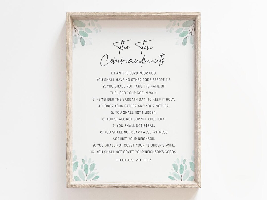 The Ten Commandments Exodus 20:1-17 Bible Verse Printable, Digital ...