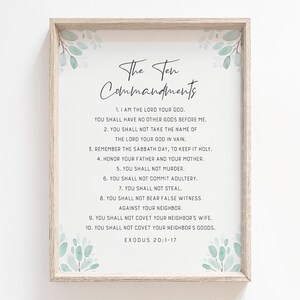 The Ten Commandments Exodus 20:1-17 Bible Verse Printable, Digital ...