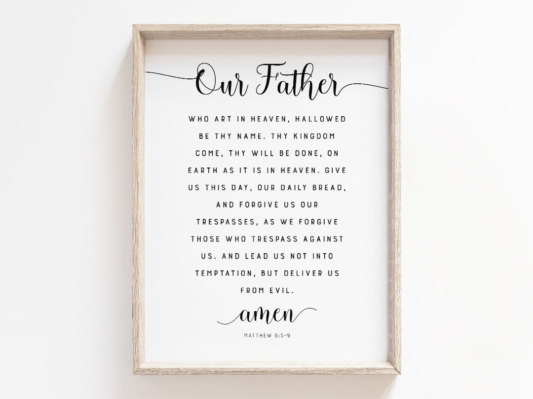 The Lords Prayer Printable, Our Father Prayer, Digital Download, Bible ...