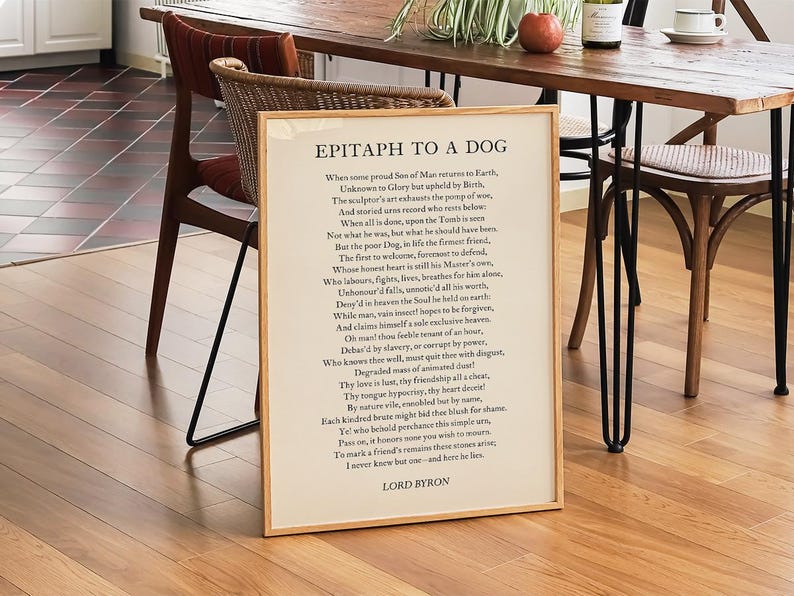 Epitaph to A Dog Poem by Lord Byron Printable, Digital Download, My ...