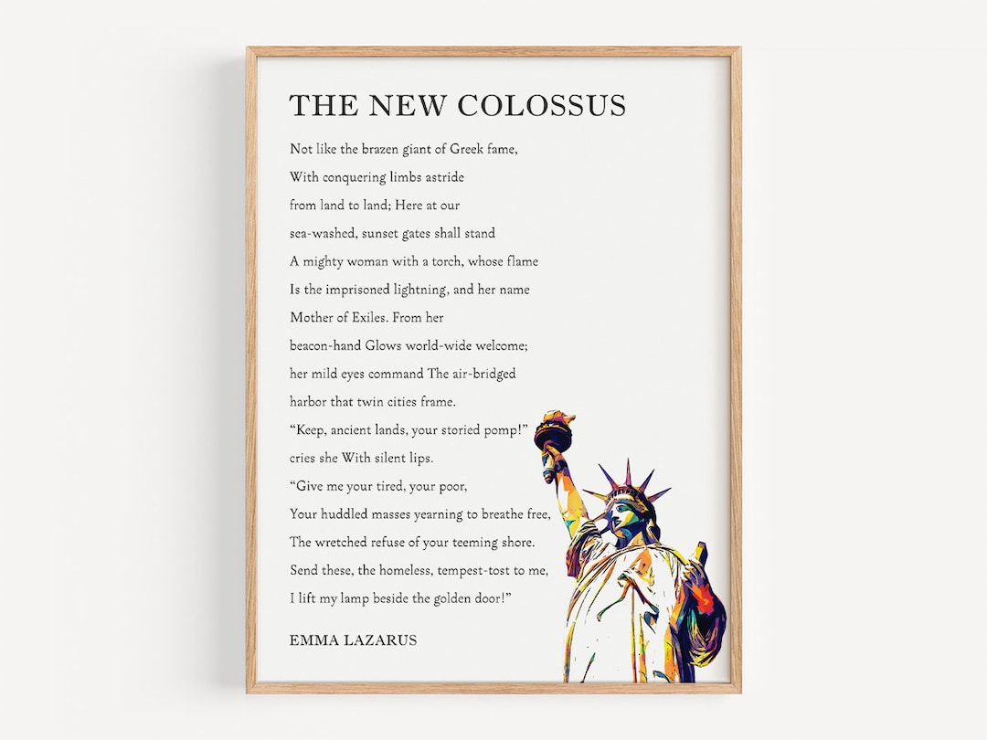 The New Colossus Poem - Emma Lazarus Printable, Digital Download ...