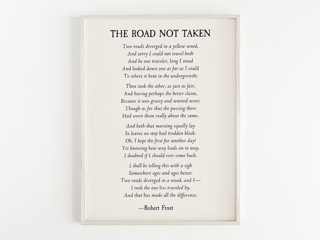 The Road Not Taken by Robert Frost Printable, Great American Poem Print ...