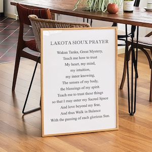 Lakota Sioux Prayer - Teach Me How to Trust Printable, Digital Download ...